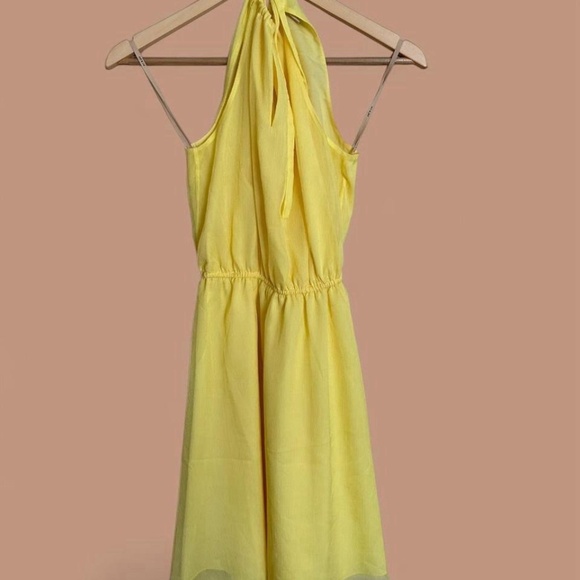 ALI & JAY | Dresses | Ali Jay Yellow Chiffon Halter Fit And Flare Mini ...